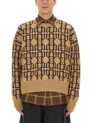 Palm Angels Jacquard Sweater - Beige