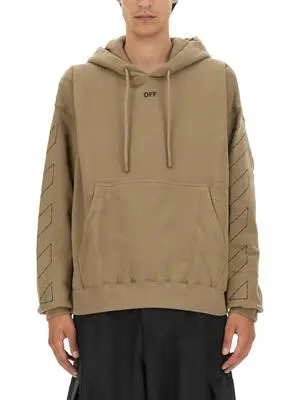 Off-White Sweatshirt With Embroidery - Beige