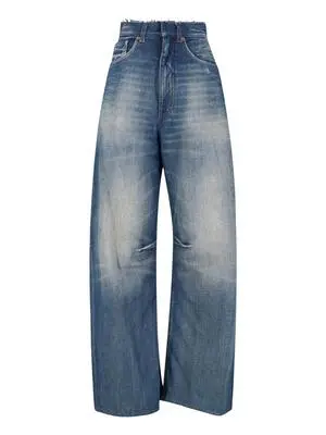 MAISON MARGIELA Fringed Wide Leg Jeans - Blue