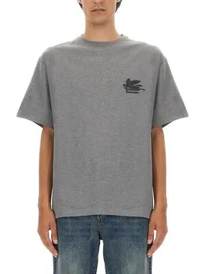 Etro T-shirt With Pegasus Embroidery - Grey