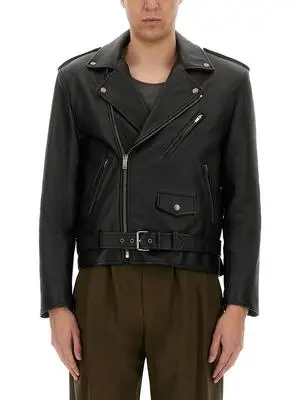 Saint Laurent Leather Biker Jacket - Black