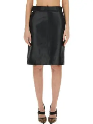 Fendi Slim Fit Leather Skirt - Black