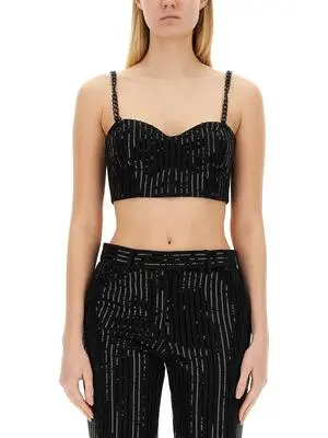 Michael Kors Crepe Bustier Top - Black