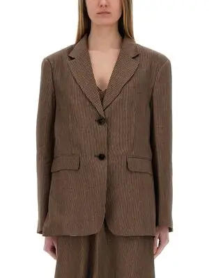 ALYSI Micro Stripes Blazer - Brown