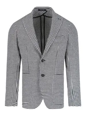 Tagliatore Single-breasted Houndstooth Blazer Black