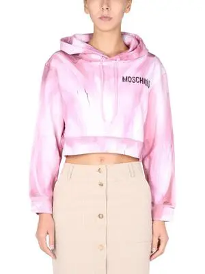 Moschino Art Theme Cropped Sweatshirt - Pink