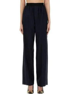 Balenciaga Striped Wide Leg Pants - Blue