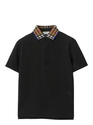 Burberry Check Collared Shirt - Black