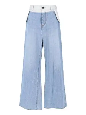 Sacai Two-tone Wide Jeans - Light Blue