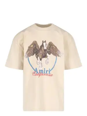 Amiri Pegasus" Logo T-shirt - Cream