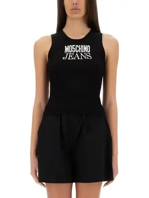MOSCHINO JEANS Logo Top - Black