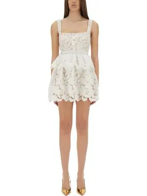 SELF-PORTRAIT Lace Ruffle Mini Dress - White