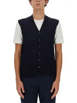 BALLANTYNE V-neck Wool Vest - Blue