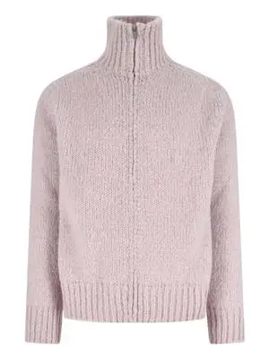 JIL SANDER Alpaca Blend Zip Sweater - Pink