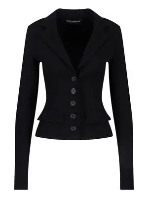 Giorgio Armani Single-Breasted Virgin Wool Blazer Black