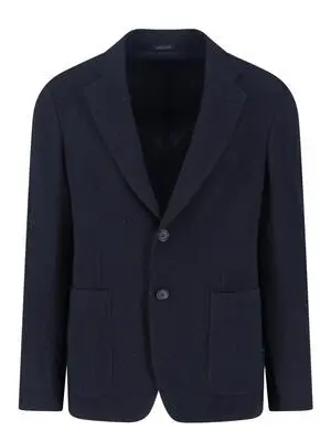 Giorgio Armani Single-breasted Virgin Wool Blazer - Blue