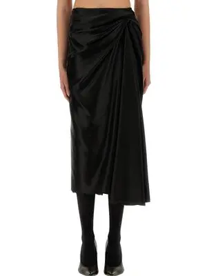 Balenciaga Draped Midi Skirt - Black