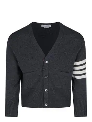 Thom Browne Loopback 4-bar Cardigan - Gray