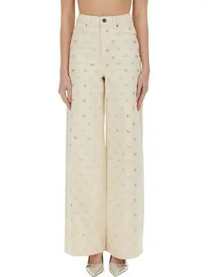 SELF-PORTRAIT Bow Jeans - Beige
