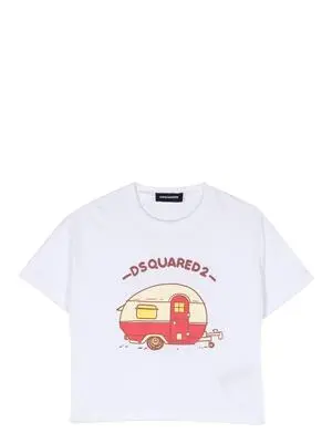 Dsquared2 Printed Crop T-shirt - White