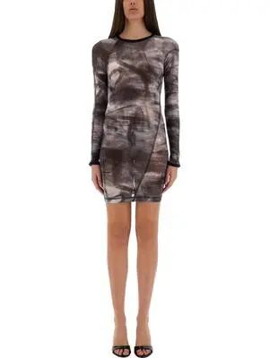 Helmut Lang Scribble Twisted Dress - Grey