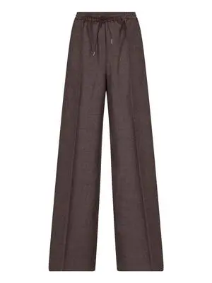 Max Mara SPORTMAX Wide Leg Wool Trousers Brown