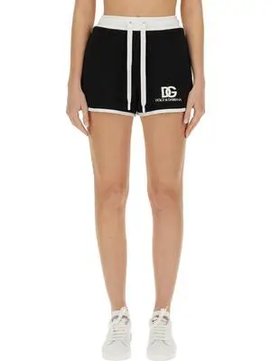 Dolce & Gabbana Shorts With Logo Embroidery - Black