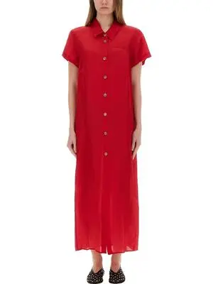 Khaite Effy Shirtdress - Red