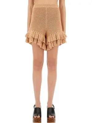 Chloé Crochet Knit Mini Shorts - Nude