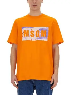 MSGM T-shirt With Logo - Orange