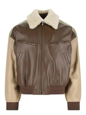 Miu Miu Shearling Collar Bomber Jacket - Multi