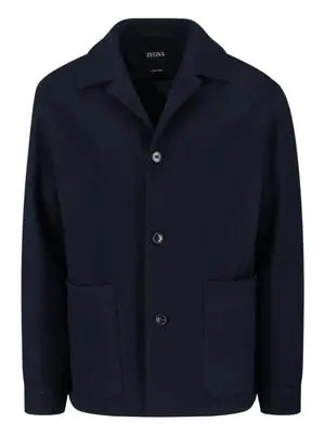 Zegna Wool And Cashmere Blend Shirt Jacket Blue