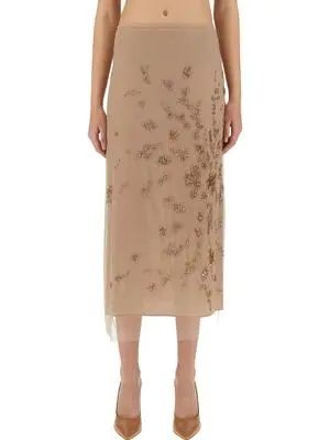Fendi Embroidered Tulle Skirt - Nude