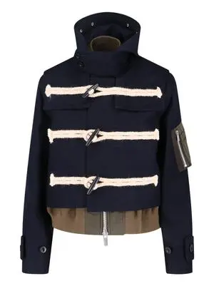 Sacai Melton Wool Montgomery Jacket - Blue