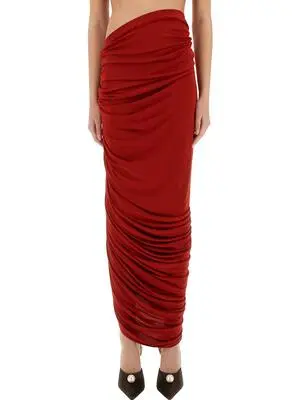 Magda Butrym Asymmetrical Draped Midi Skirt - Red