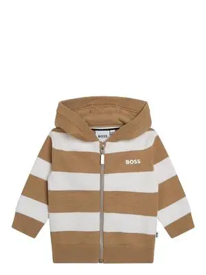 BOSS Striped Tricot Cardigan - Powder