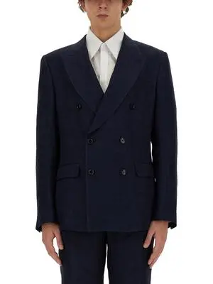 Dolce & Gabbana Double-breasted Linen Jacket - Blue