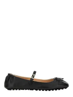 Fendi Ballerina With Ff Baguette Pattern - Black