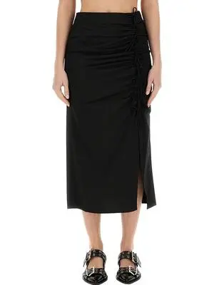 GANNI Midi Skirt - Black