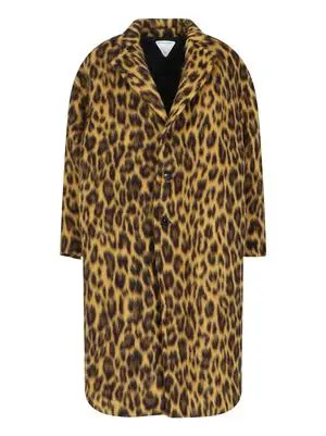 Bottega Veneta Animal Print Alpaca Blend Coat - Brown