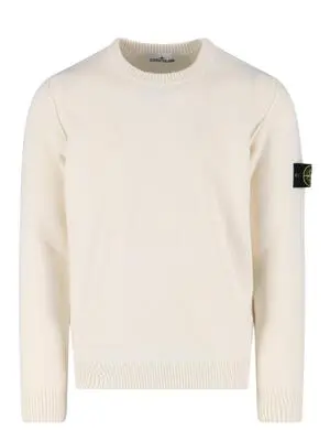 Stone Island Virgin Wool Blend Sweater - White
