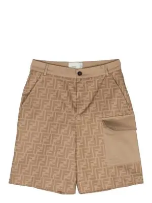 Fendi Printed Gabardine Bermuda Shorts - Beige