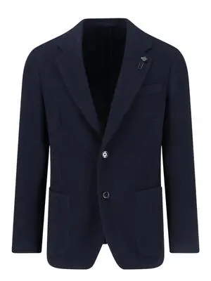 LARDINI Single-breasted Virgin Wool Blend Blazer - Blue