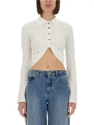 COURREGES Cropped Twist Polo Shirt - White