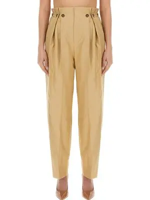 Victoria Beckham Pants With Gathered Waist - Beige