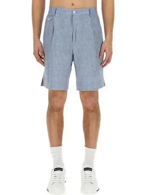 Dolce & Gabbana Linen Bermuda Shorts - Azure