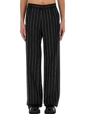 Dolce & Gabbana Pinstripe Wool Trousers - Black