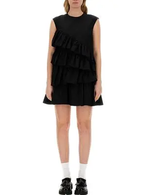 MSGM Ruffled Cotton Dress - Black