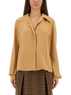 Saint Laurent Silk Crepe De Chine Blouse - Nude