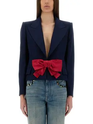 Valentino Garavani Viscose Blazer With Bow - Blue